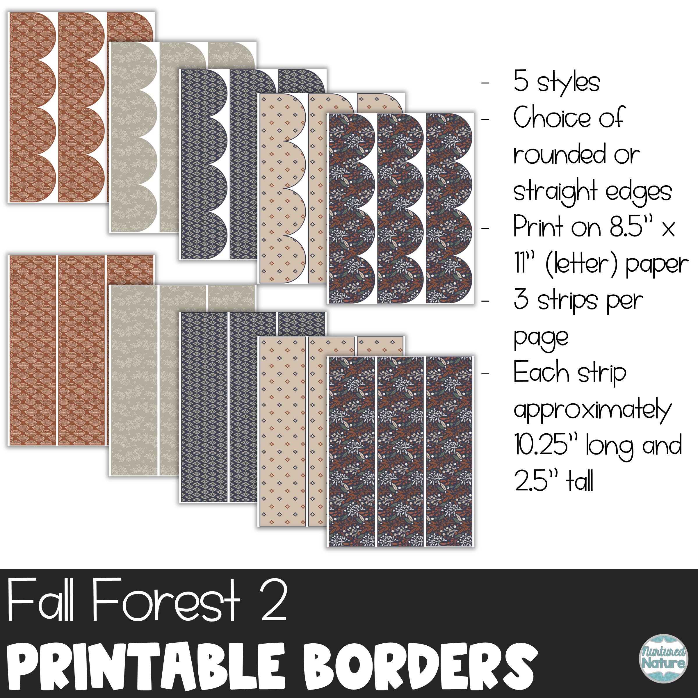 Fall Forest Bulletin Board Borders Printable for November ...