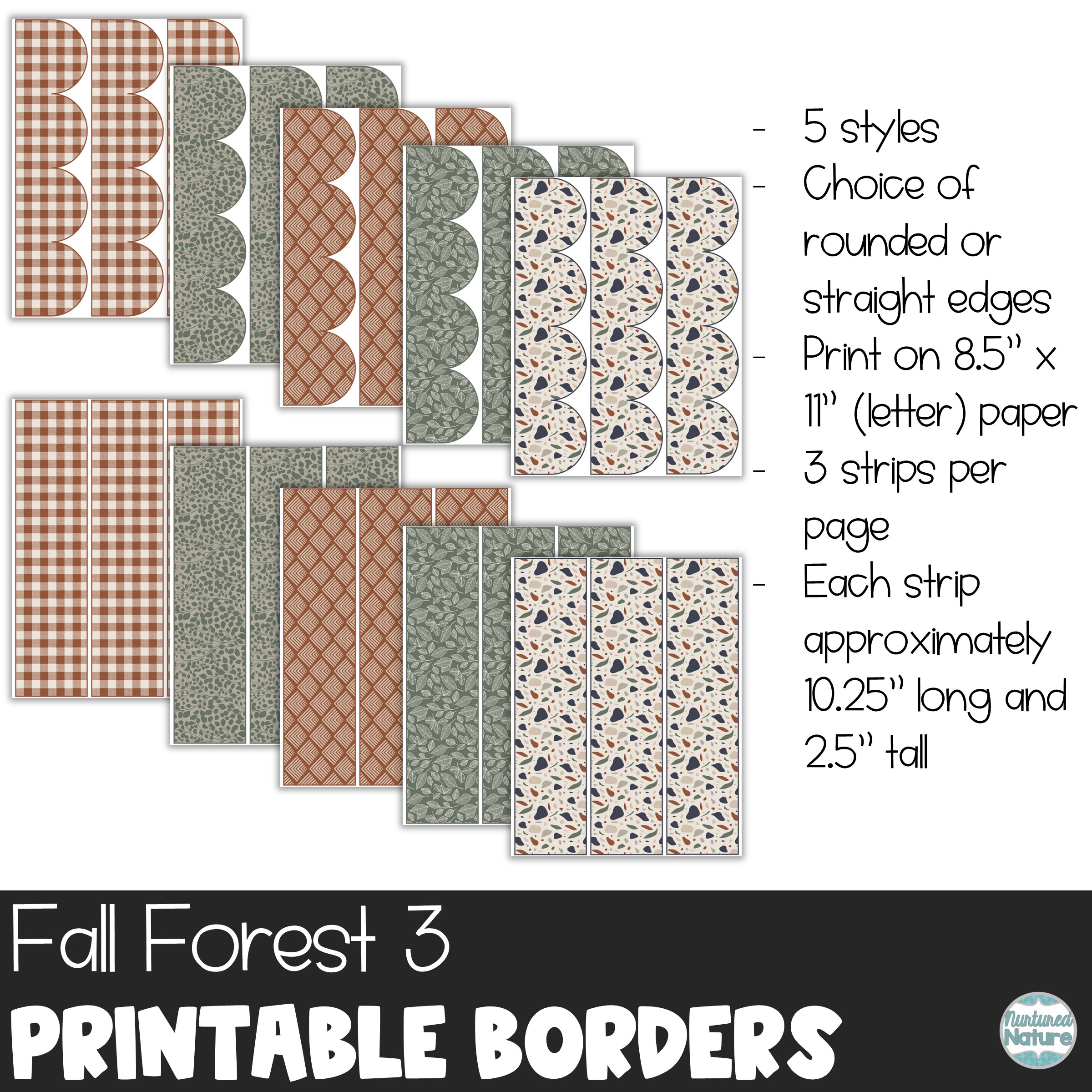 Fall Forest Bulletin Board Borders Printable for November ...