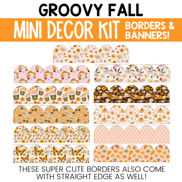 Groovy Fall Mini Decor Kit / Retro Autumn Bulletin Board Decor | Made ...