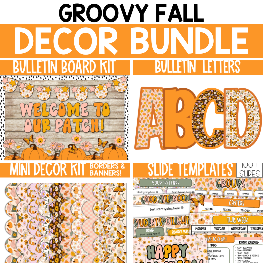 Groovy Ghouls Halloween Mini Decor Kit / Retro Halloween Bulletin Board ...