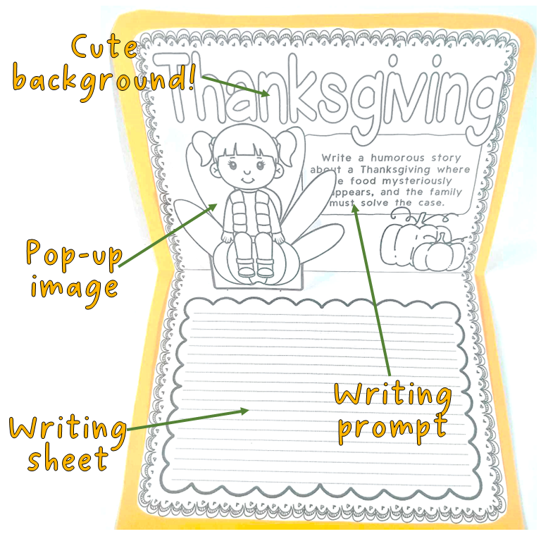 Thanksgiving Pop-Up Cards with Writing Exercises | Thanksgiving Project ...