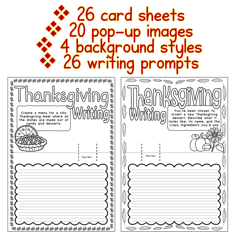 Thanksgiving Pop-Up Cards with Writing Exercises | Thanksgiving Project ...