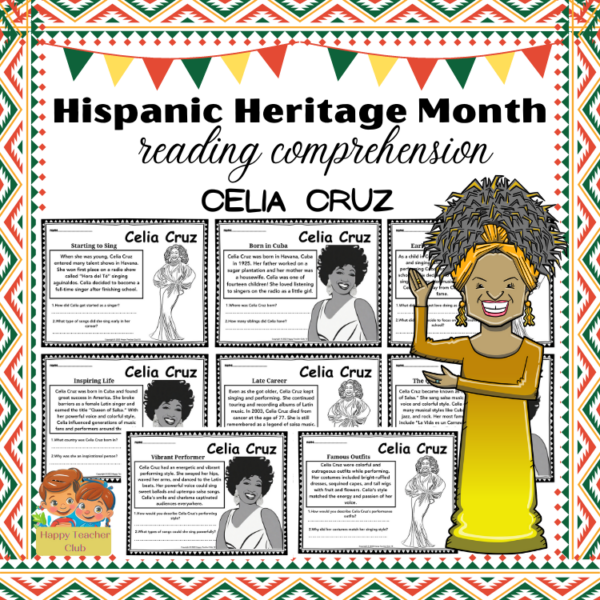 Hispanic Heritage Month Celia Cruz reading comprehension - Made By Teachers