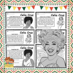 Hispanic Heritage Month Celia Cruz reading comprehension - Made By Teachers