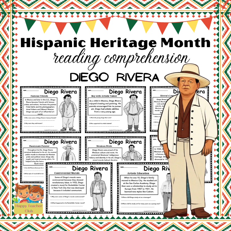 Hispanic Heritage Month Diego Rivera reading comprehension | Made By ...