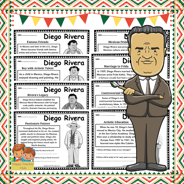 Hispanic Heritage Month Diego Rivera reading comprehension | Made By ...