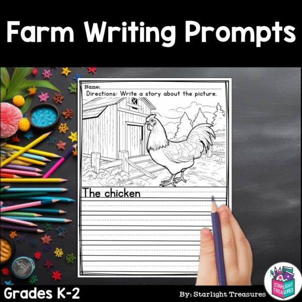 Farm Writing Prompts, Farm Animal Picture Writing Prompts with Sentence ...