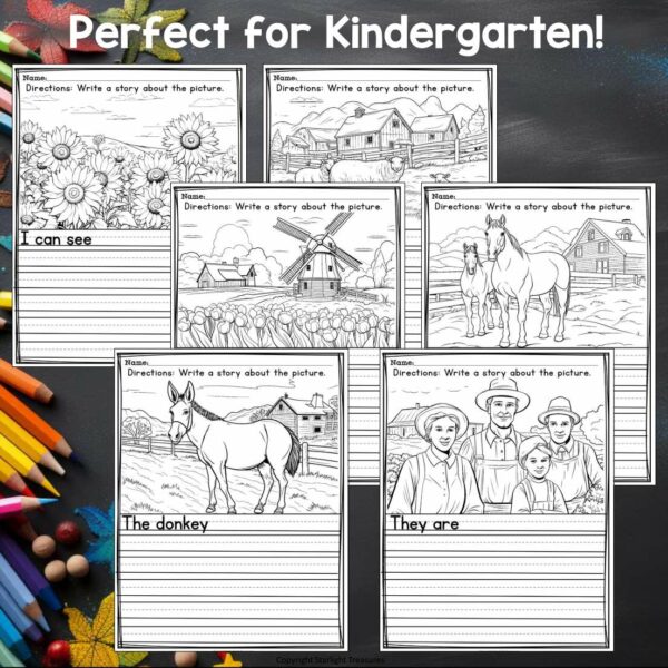 Farm Writing Prompts, Farm Animal Picture Writing Prompts with Sentence ...