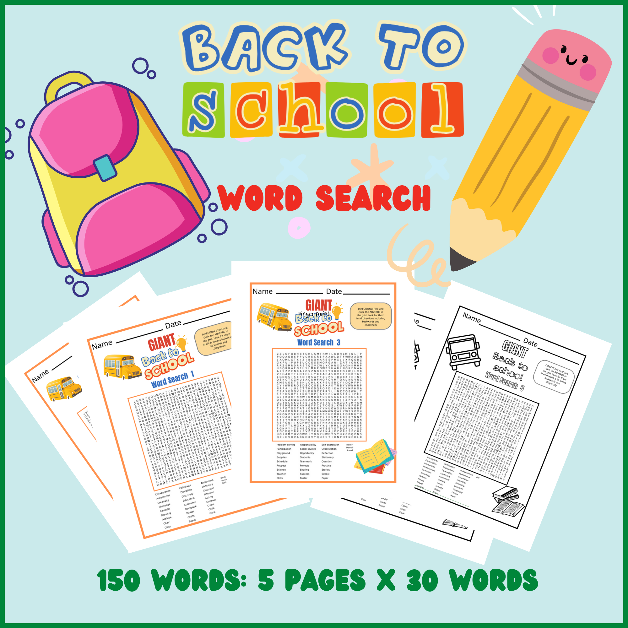 BACK TO SCHOOL Word Search Puzzle Worksheet Activity | Made By Teachers