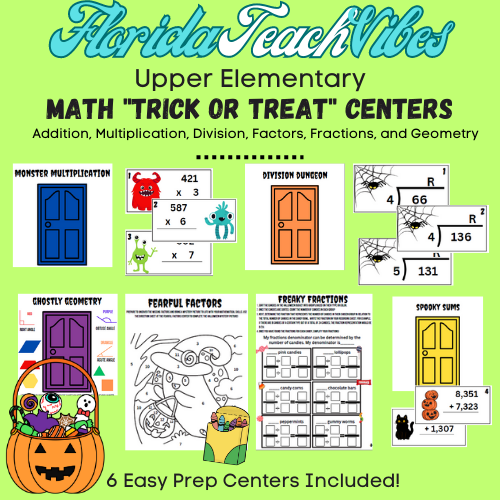 Upper Elementary Halloween Math "Trick or Treat" Centers EASY PREP ...