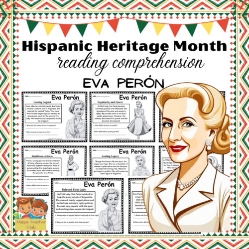 Hispanic Heritage Month Eva Perón reading comprehension | Made By Teachers