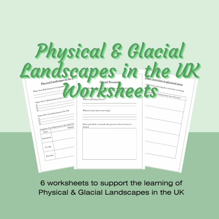 Geography Physical and Glacial Landscapes UK Worksheets | Made By Teachers