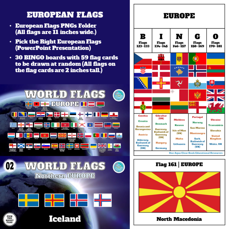 European Flags PNGs, PPT, Flash Cards, and Bingo Boards | Made By Teachers