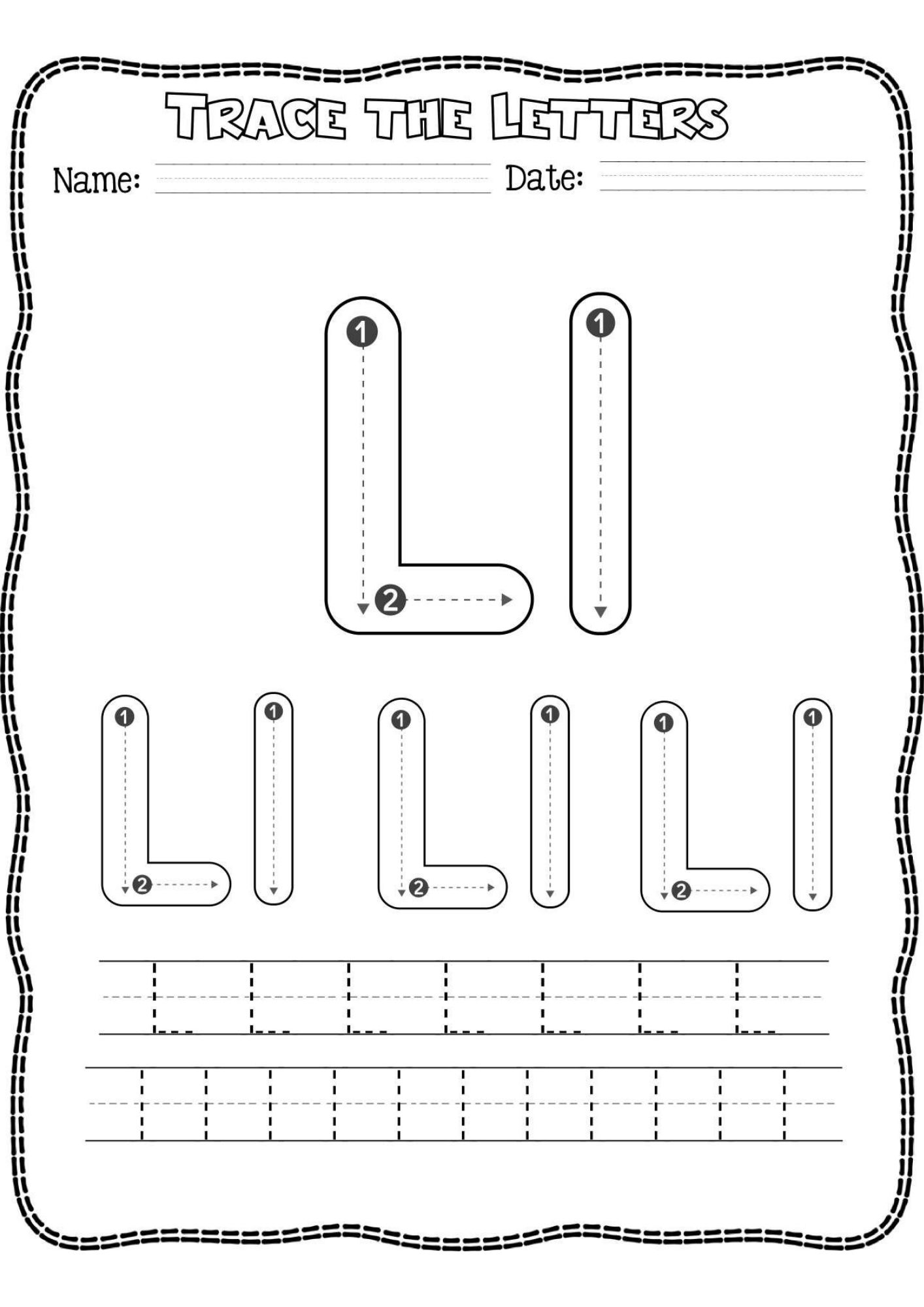 Alphabet Tracing Cards Handwriting Practice For Letter L Made By 