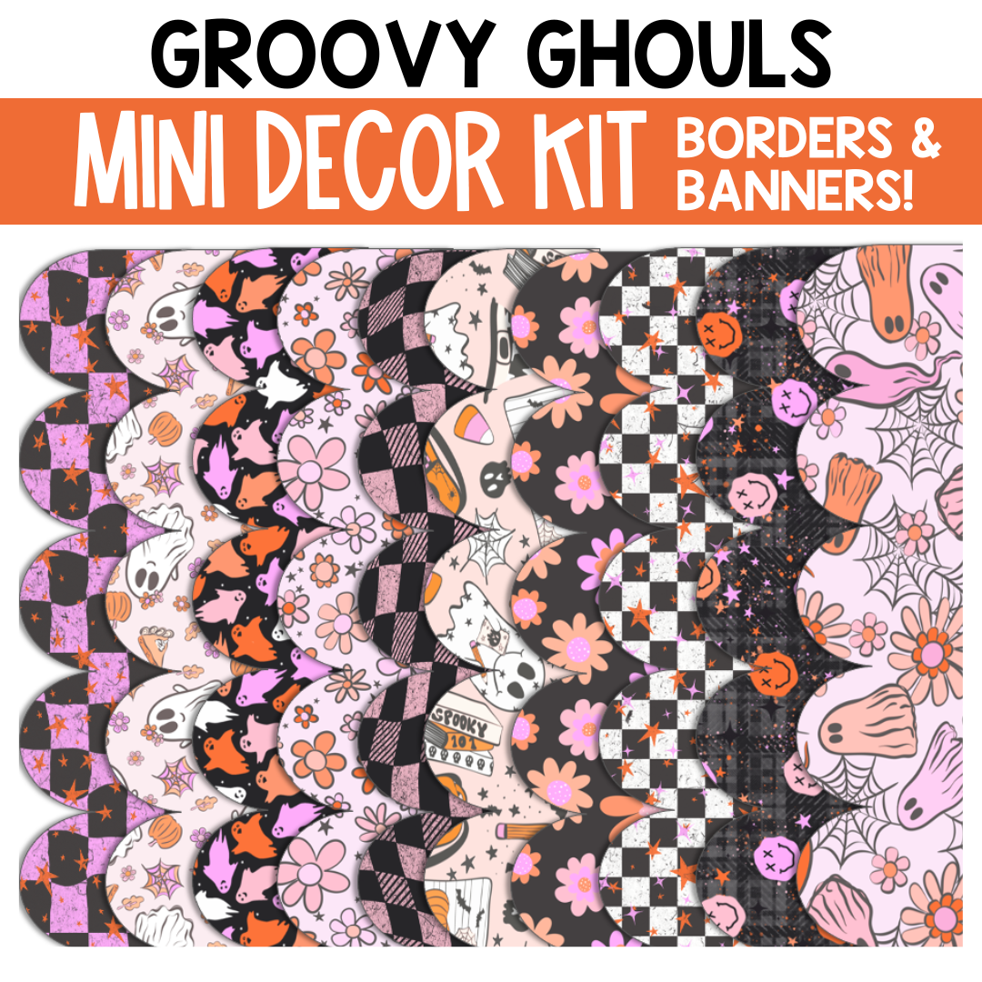 Groovy Ghouls Halloween Mini Decor Kit / Retro Halloween Bulletin Board ...