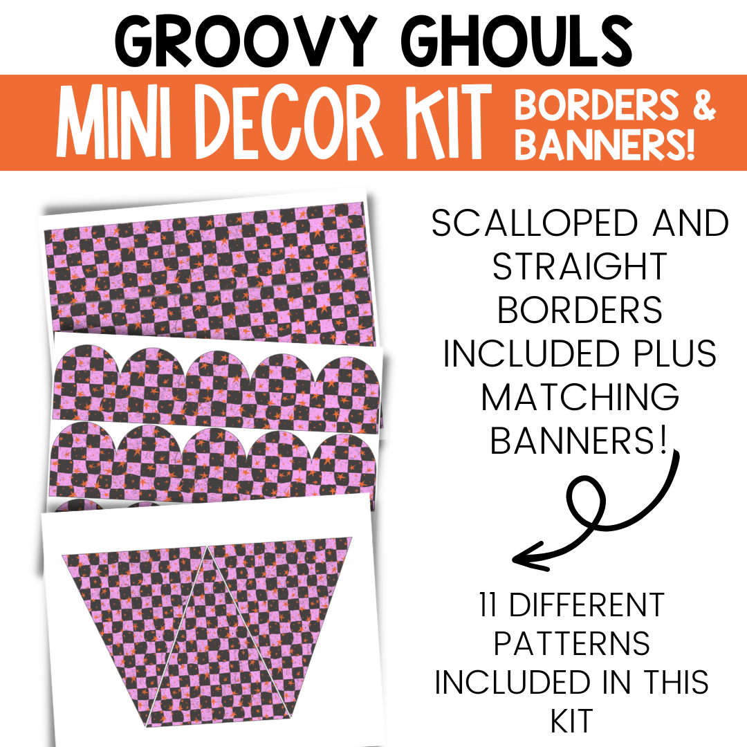 Groovy Ghouls Halloween Mini Decor Kit / Retro Halloween Bulletin Board ...