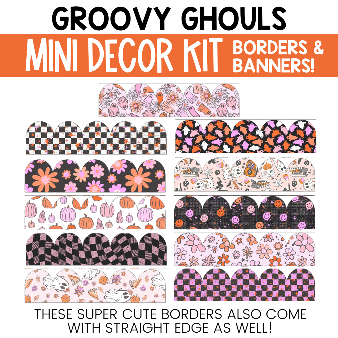 Groovy Ghouls Halloween Mini Decor Kit / Retro Halloween Bulletin Board ...