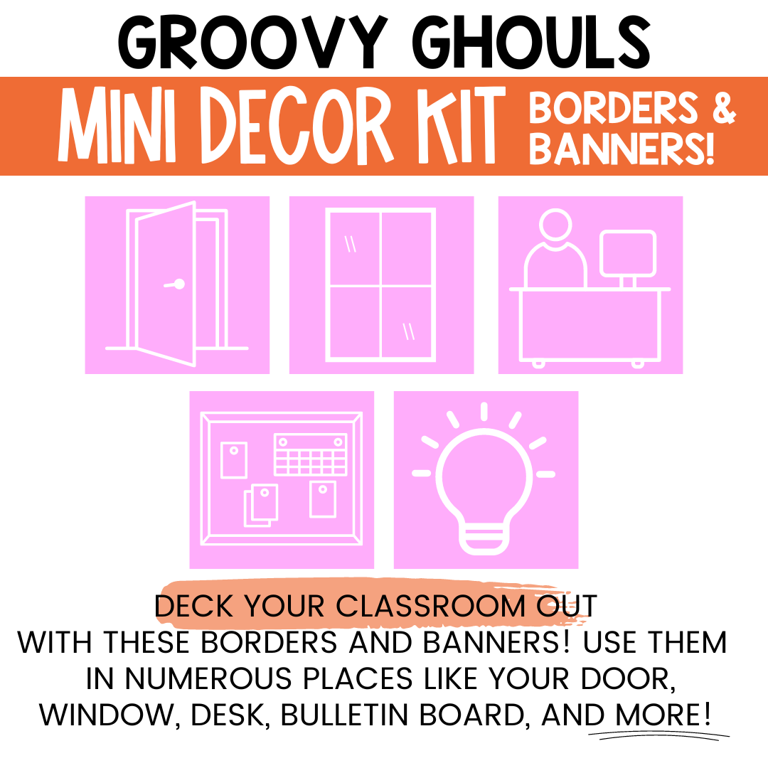 Groovy Ghouls Halloween Mini Decor Kit / Retro Halloween Bulletin Board ...