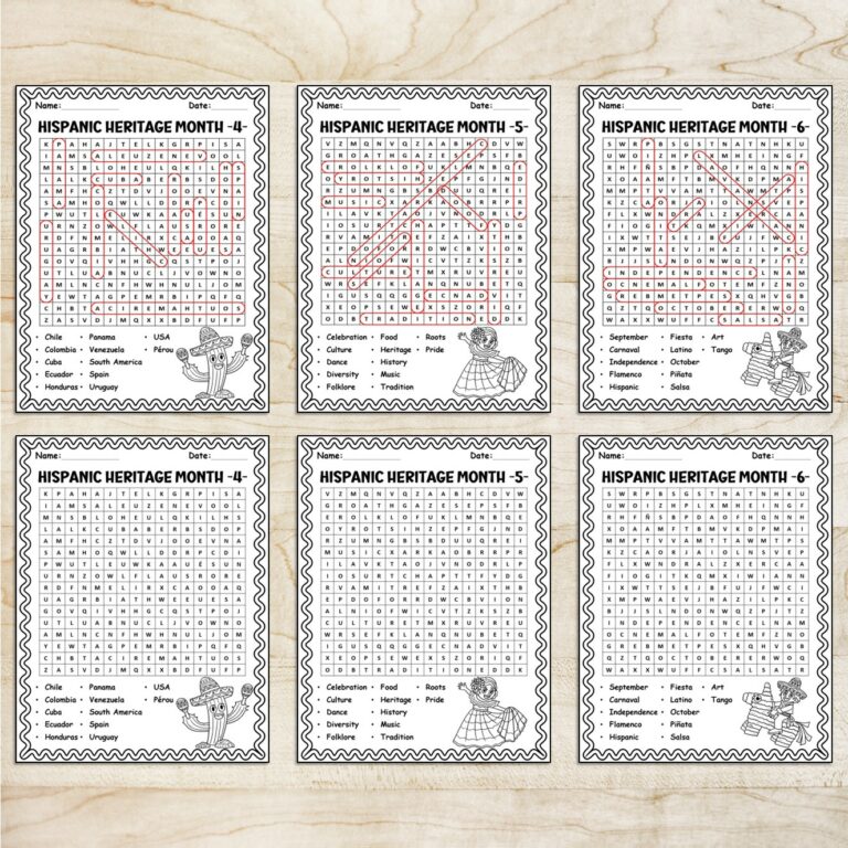 Hispanic Heritage Month Word Search Puzzles Games Latino Leaders ...