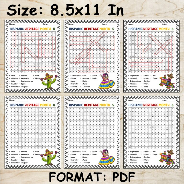 Hispanic Heritage Month Word Search Puzzles Games Latino Leaders ...