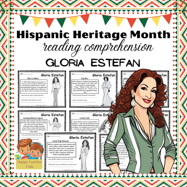 Hispanic Heritage Month Gloria Estefan reading comprehension | Made By ...