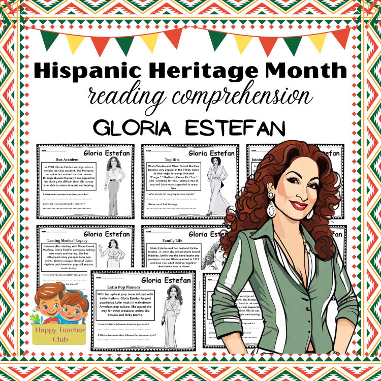 Hispanic Heritage Month Gloria Estefan reading comprehension | Made By ...