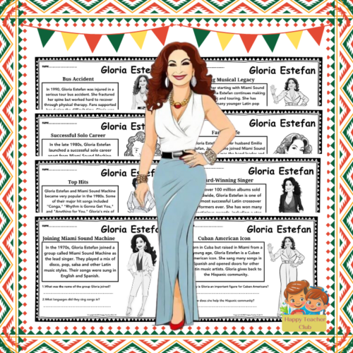 Hispanic Heritage Month Gloria Estefan reading comprehension | Made By ...