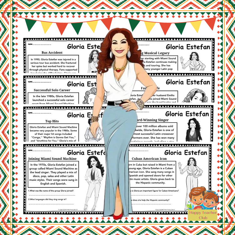 Hispanic Heritage Month Gloria Estefan reading comprehension | Made By ...