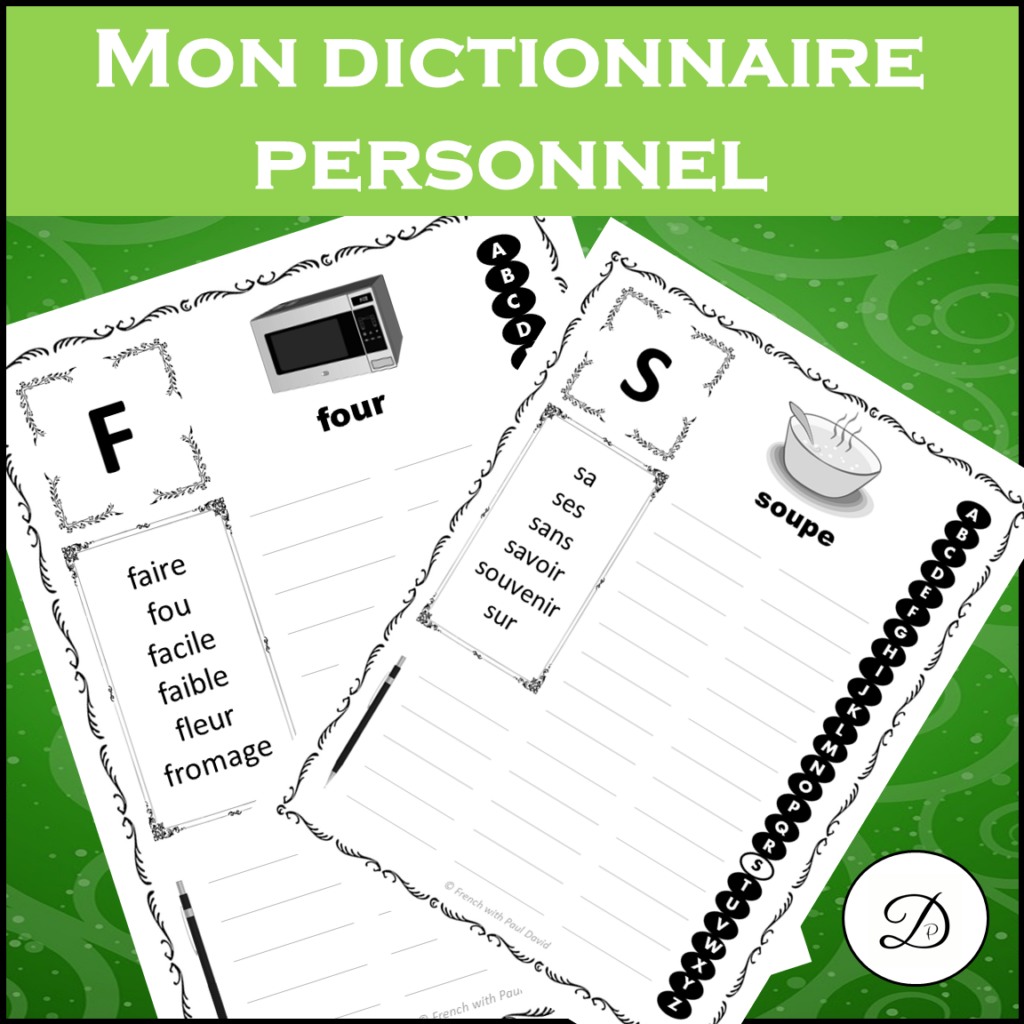 Mon dictionnaire personnel - French Personal Dictionary - Made By Teachers
