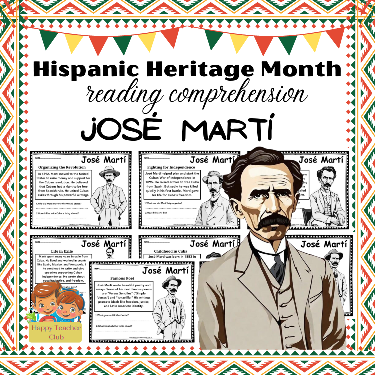 Hispanic Heritage Month José Martí reading comprehension | Made By Teachers