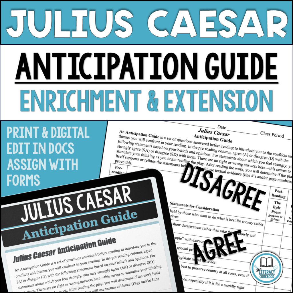 Julius Caesar Anticipation Guide - Pre-Reading Discussion & Post ...