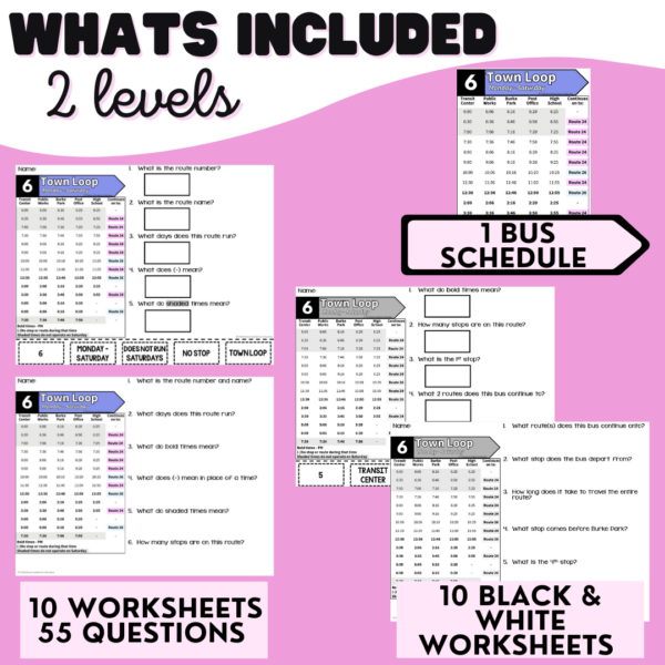 Functional Academics - Bus & Train Schedules - Life Skills - FREEBIE ...