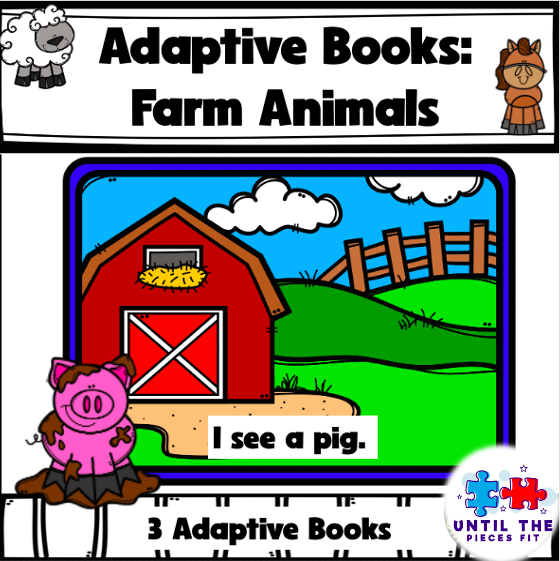 Farm Animals Adapted Books (Interactive identify sounds, I see ...
