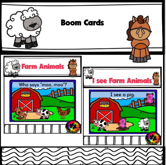 Farm Animals Adapted Books (Interactive identify sounds, I see ...