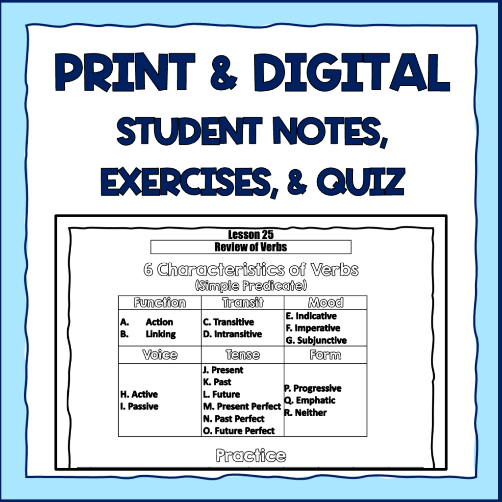 Review of Verbs - Tense, Voice - English Grammar Lesson 25 - Print ...