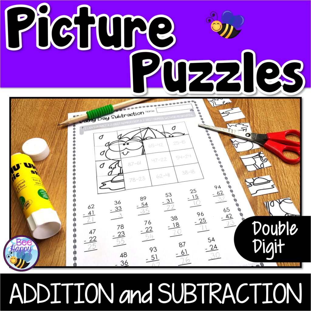 Math Mystery Picture Puzzles | Double Digit Addition and Subtraction ...