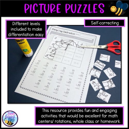 Math Mystery Picture Puzzles | Double Digit Addition and Subtraction ...