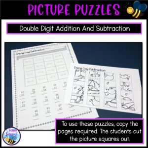 Math Mystery Picture Puzzles | Double Digit Addition and Subtraction ...