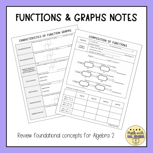 Functions and Graphs Guided Notes Bundle | Algebra 2 - Made By Teachers