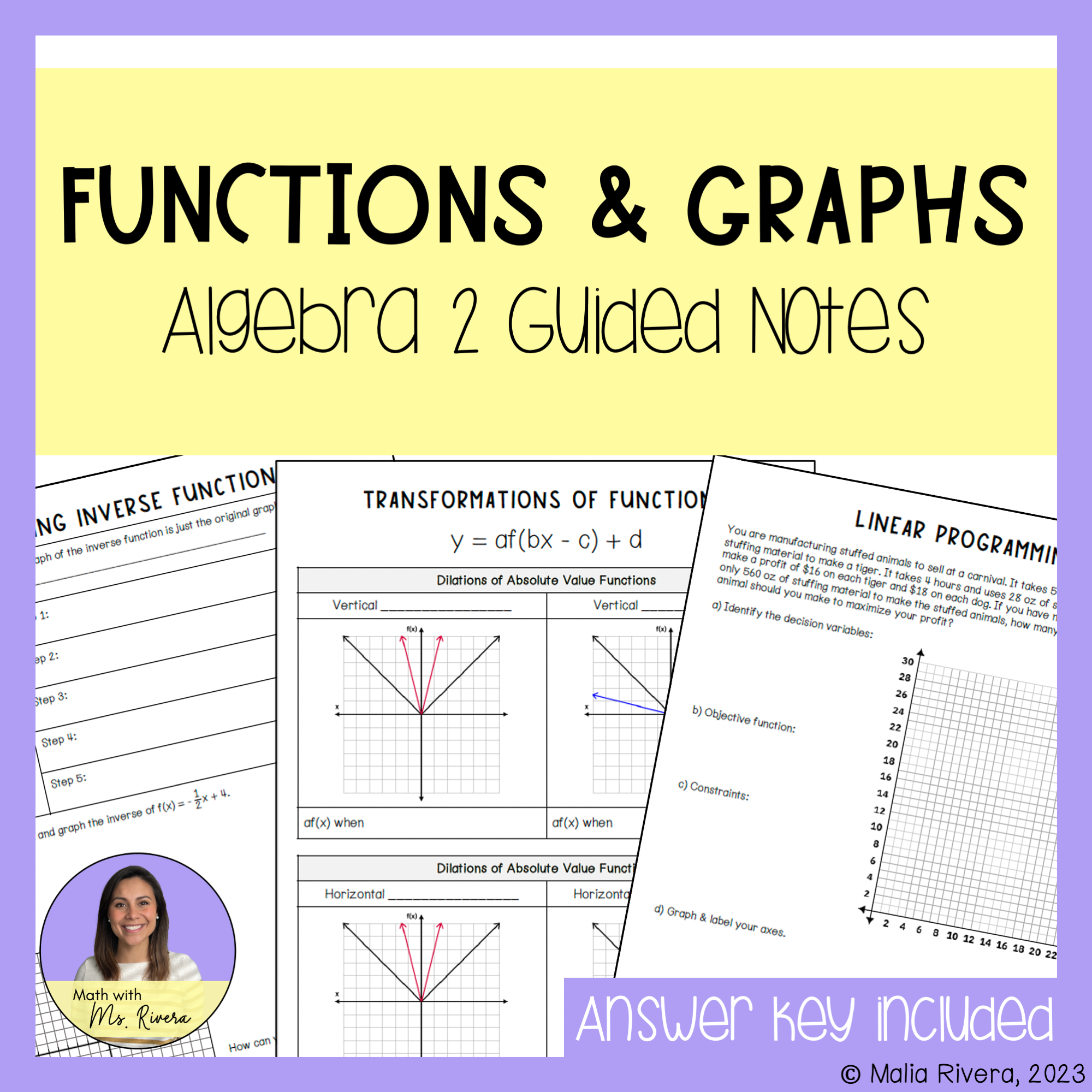 Radical Functions Guided Notes Bundle for Algebra 2 | Made By Teachers