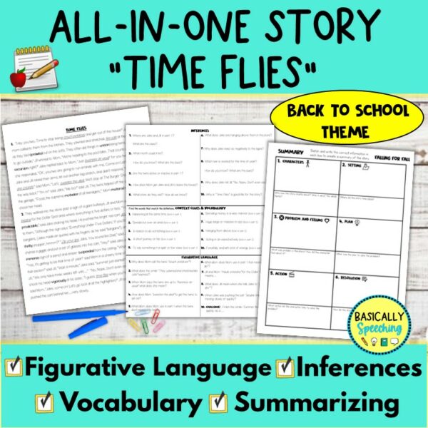 Story Activity for Mixed Speech Groups & Multiple Goals, Back to School ...