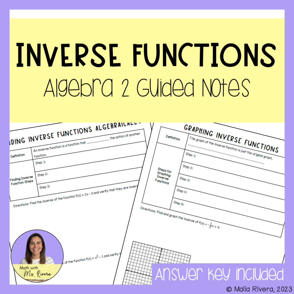 Inverse Functions Guided Notes for Algebra 2 | Made By Teachers