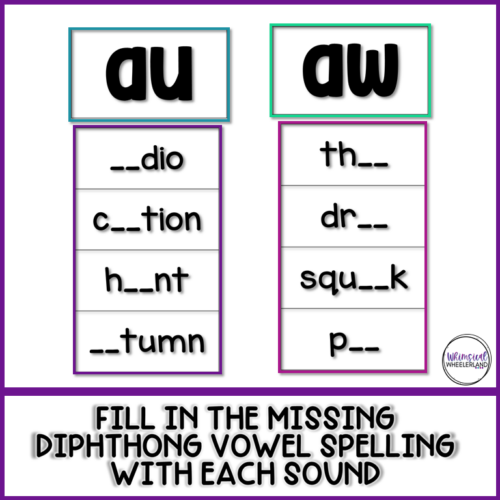 Diphthong Word Sorts | Variant Vowel Patterns aw au ew oo ow ou oy oi ...