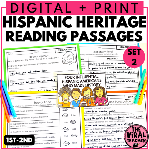 Reading Comprehension Passages and ELA Activities Hispanic Heritage ...