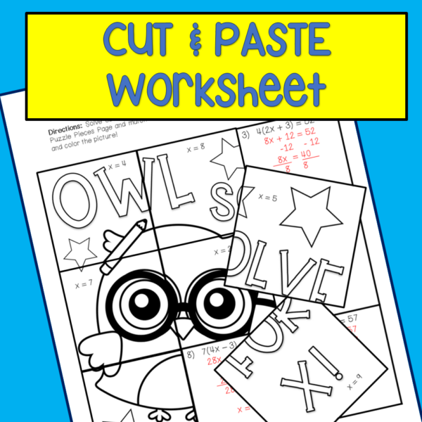 Solve Equations with the Distributive Property Cut & Paste Activity or ...