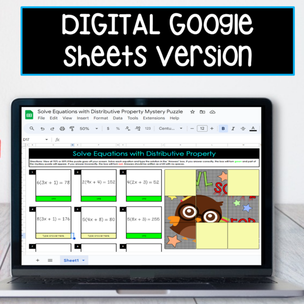 Solve Equations with the Distributive Property Cut & Paste Activity or ...