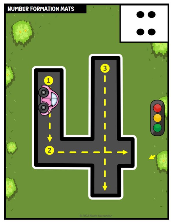 Number Tracing Formation Road Mats - Made By Teachers