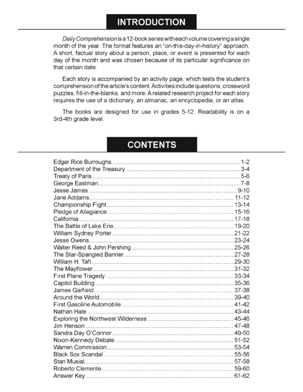 September: Daily Comprehension - Nonfiction - History - Short Passages ...