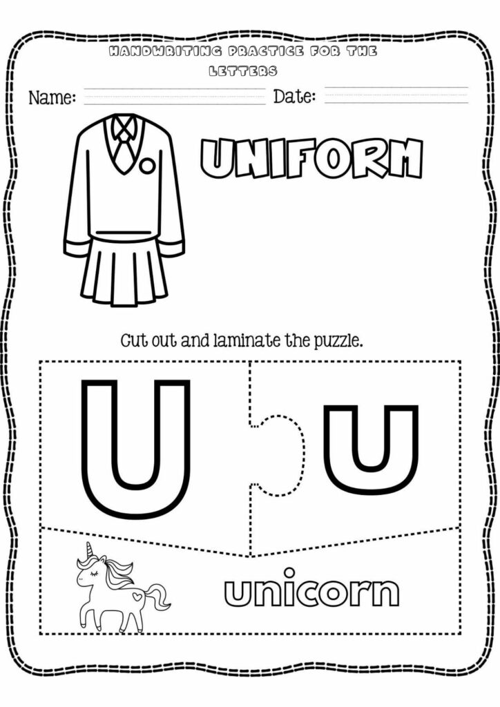 Alphabet Tracing Cards: Handwriting Practice for Letter U - Made By ...