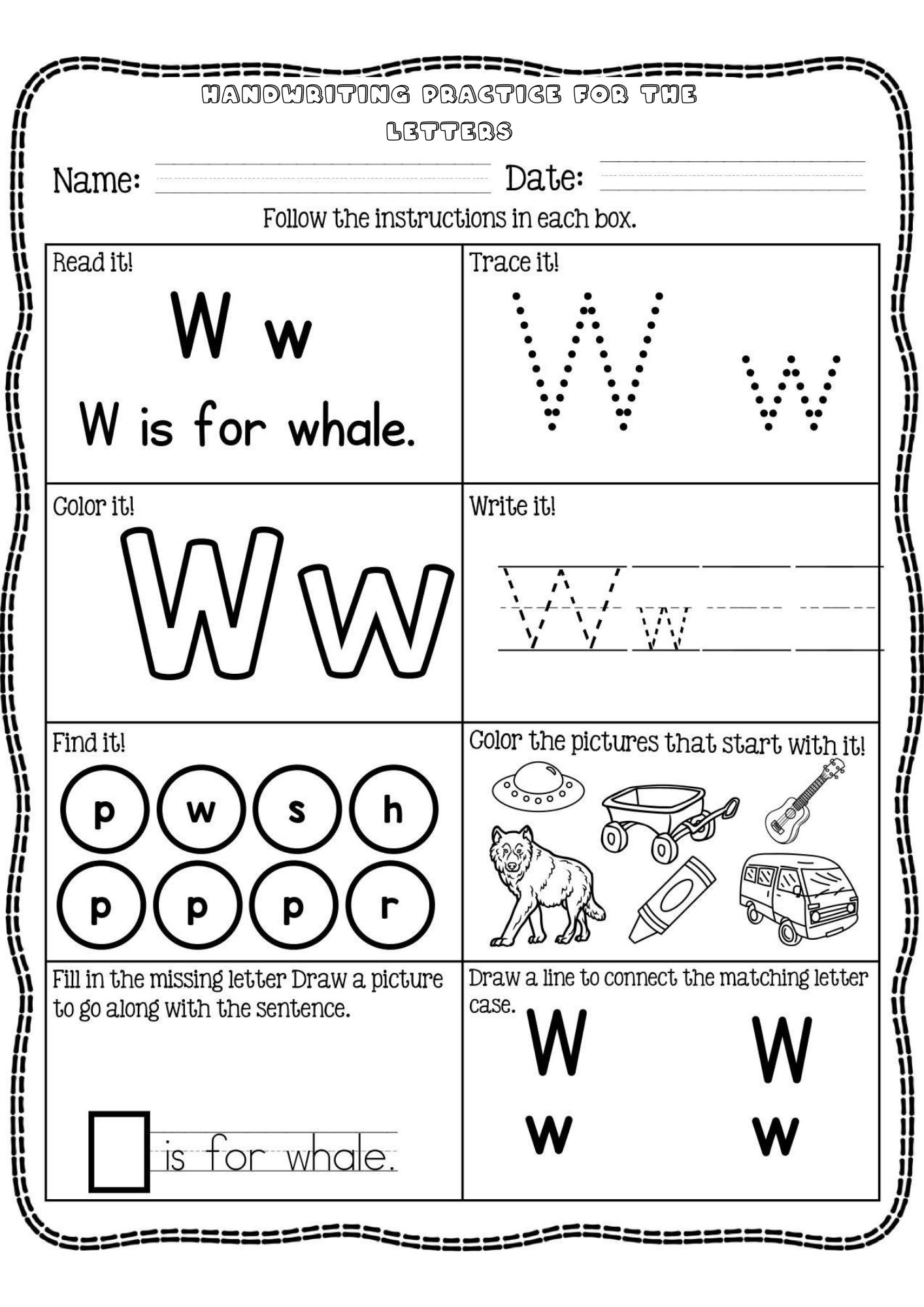 Alphabet Tracing Cards: Handwriting Practice for Letter W - Made By ...